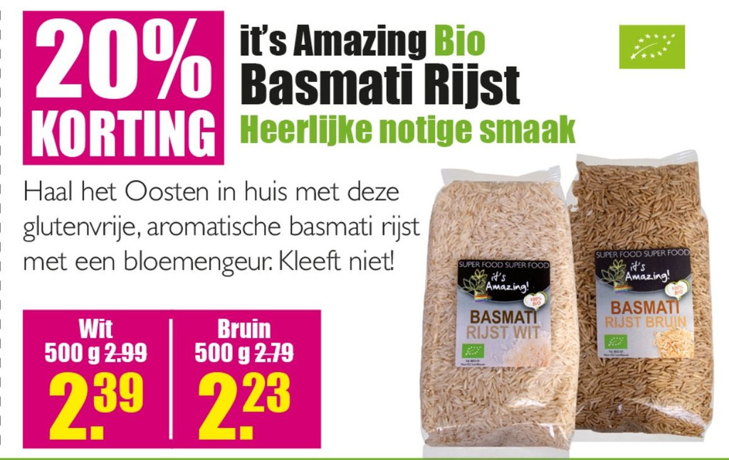 it's Amazing Bio Basmati Rijst aanbieding bij Gezond & Wel