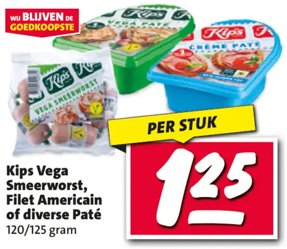 Kips Vega Smeerworst, Filet Americain of diverse Paté 120/125 gram ...