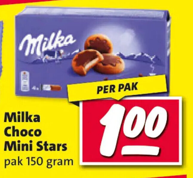 Milka Choco Mini Stars 150 gram aanbieding bij Nettorama