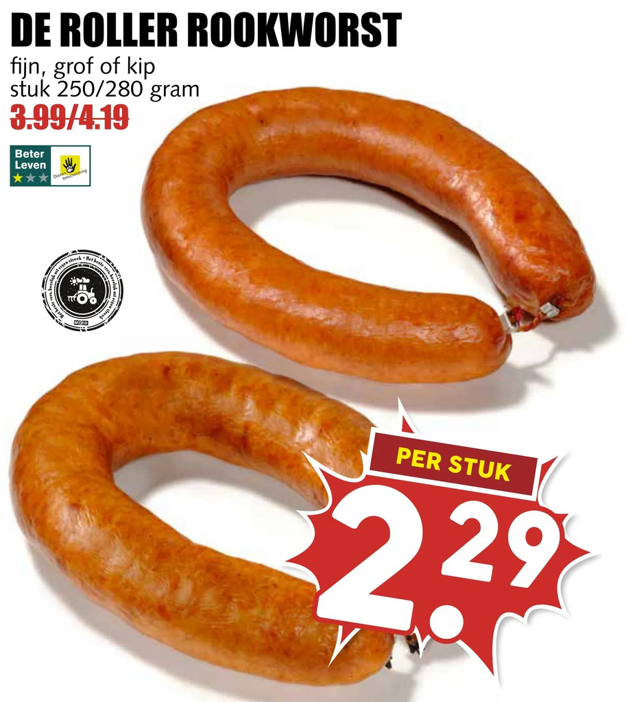 De roller rookworst aanbieding bij MCD Supermarkt