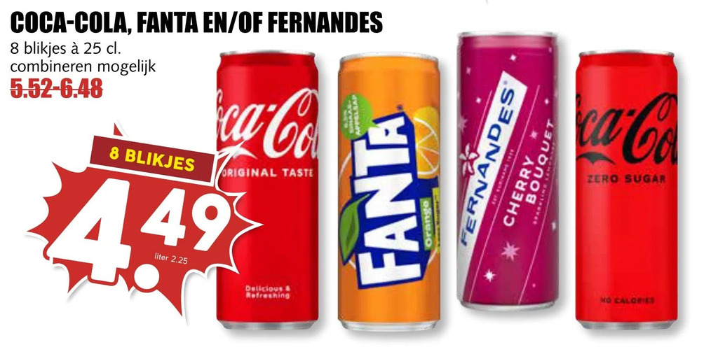 Coca-cola, fanta en/of fernandes aanbieding bij MCD Supermarkt