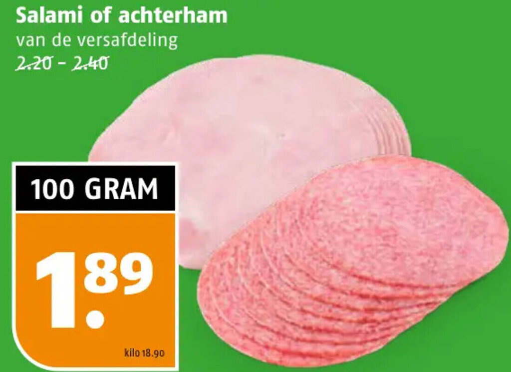 Salami of achterham 100g aanbieding bij Poiesz