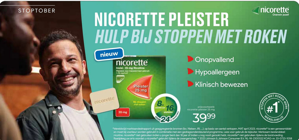 Nicorette pleister aanbieding bij Trekpleister