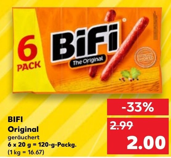 BIFI Original 6 x 20 g = 120-g-Packg. aanbieding bij Kaufland DE