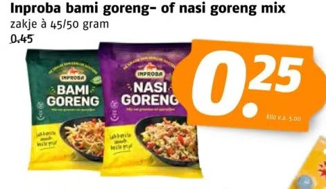 Inproba bami goreng- of nasi goreng mix aanbieding bij Poiesz