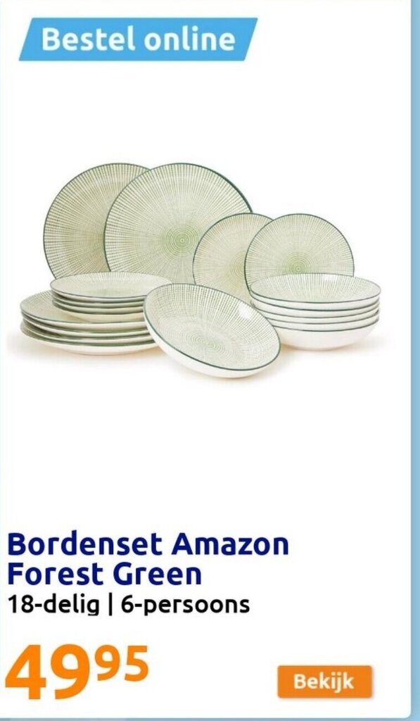 Bordenset Amazon Forest Green 18-delig aanbieding bij Action