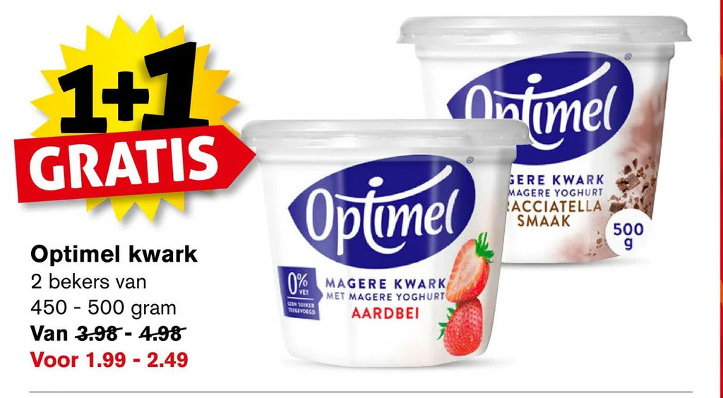 Optimel kwark 1+1 gratis, vanaf aanbieding bij Hoogvliet