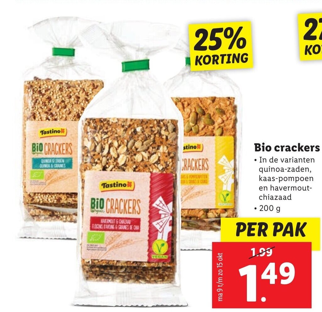 Bio crackers 200g aanbieding bij Lidl
