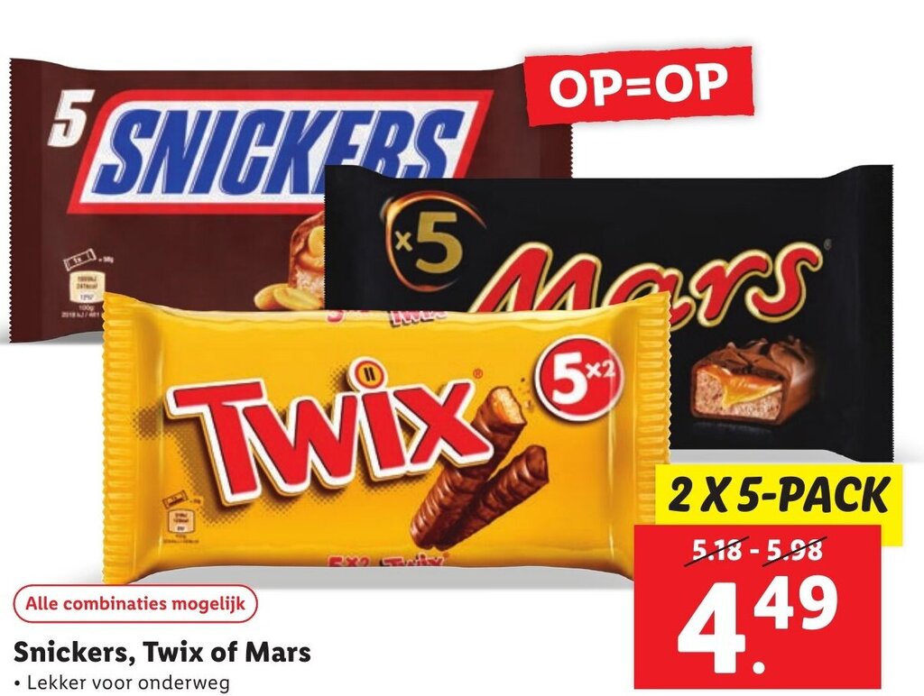 Snickers, Twix of Mars aanbieding bij Lidl