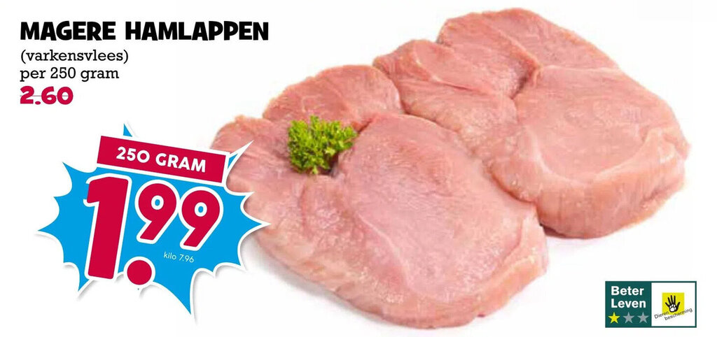 MAGERE HAMLAPPEN 250g aanbieding bij Boon`s Markt