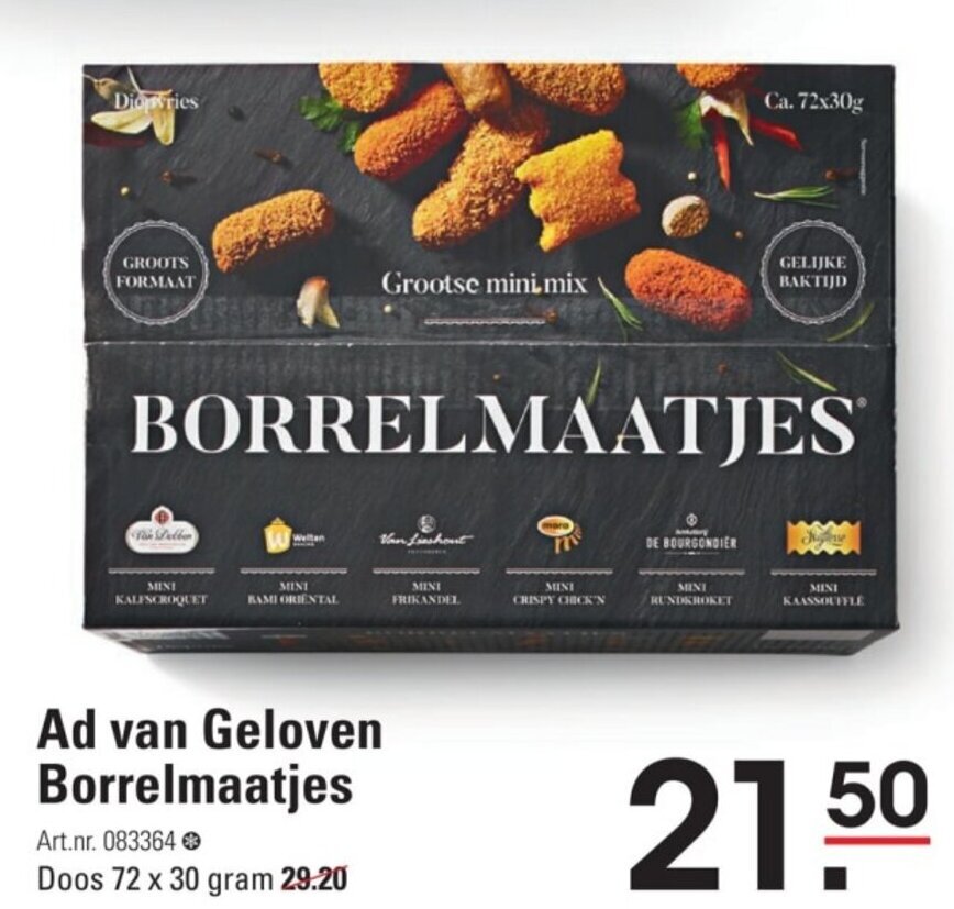 Ad van Geloven Borrelmaatjes aanbieding bij Sligro