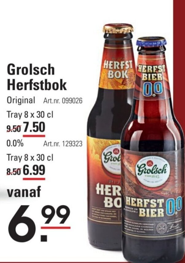 Grolsch Herfstbok Tray 8 x 30 cl aanbieding bij Sligro