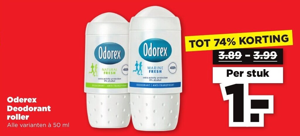 Oderex Deodorant roller 50 ml aanbieding bij PLUS