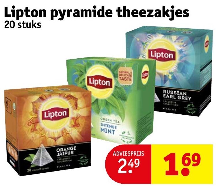 Lipton pyramide theezakjes 20 stuks aanbieding bij Kruidvat