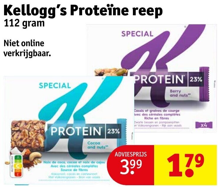 Kellogg's Proteïne reep 112 gram aanbieding bij Kruidvat