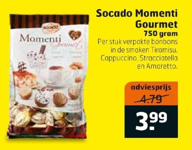 Socado momenti gourmet 750g aanbieding bij Trekpleister