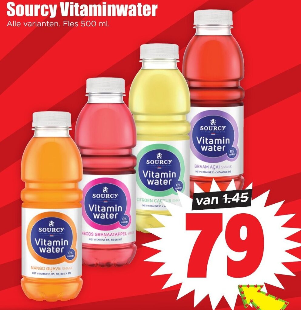 Sourcy Vitaminwater 500ml aanbieding bij Dirk