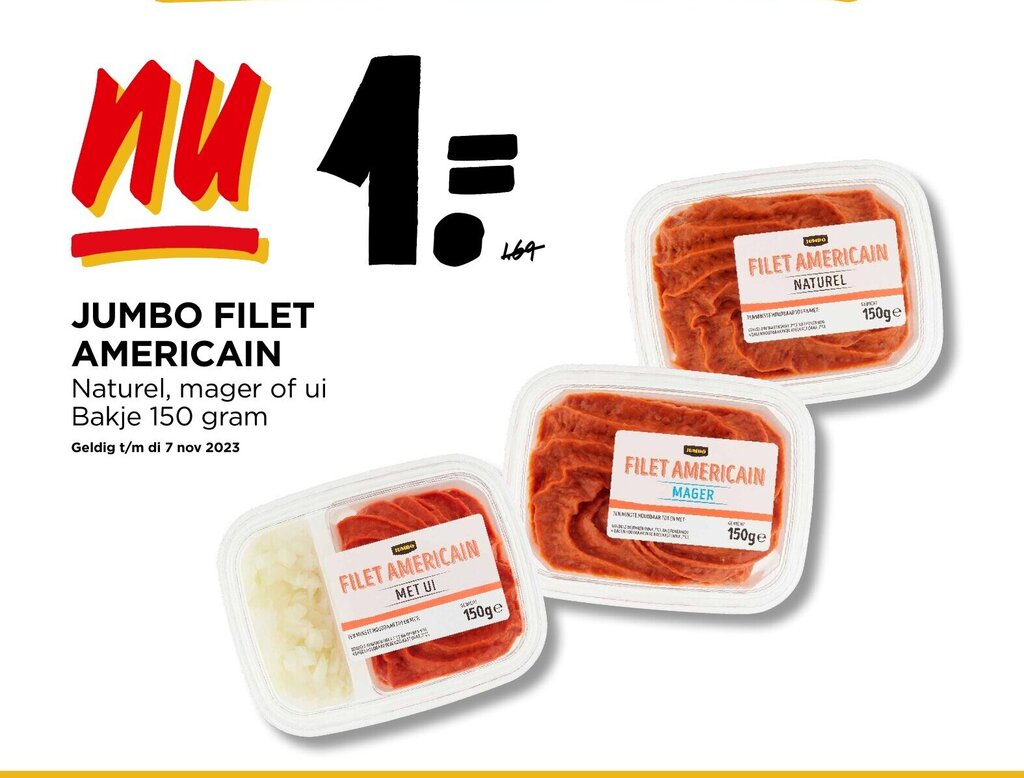 JUMBO FILET AMERICAIN 150 gram aanbieding bij Jumbo