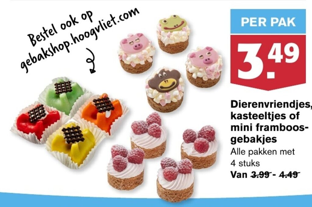 Dierenvriendjes, kasteeltjes of mini framboosgebakjes aanbieding bij ...