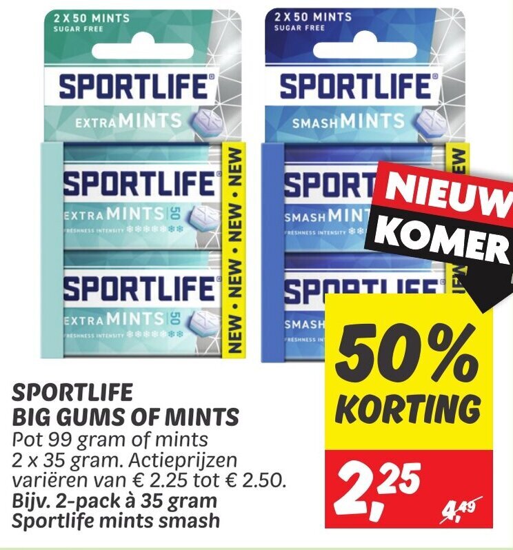 SPORTLIFE BIG GUMS OF MINTS aanbieding bij Dekamarkt