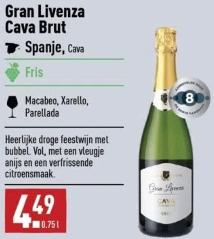 Gran Livenza Cava Brut 0.75L aanbieding bij ALDI