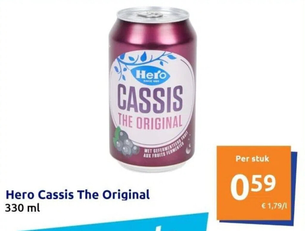 Hero Cassis The Original 330 ml aanbieding bij Action