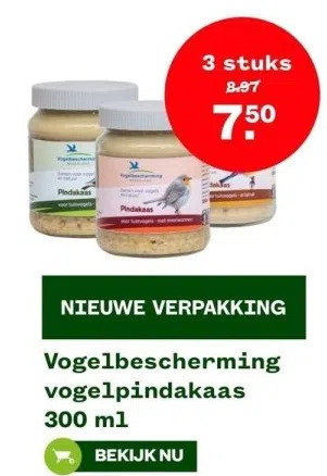 Vogelbescherming vogelpindakaas 300 ml aanbieding bij Welkoop