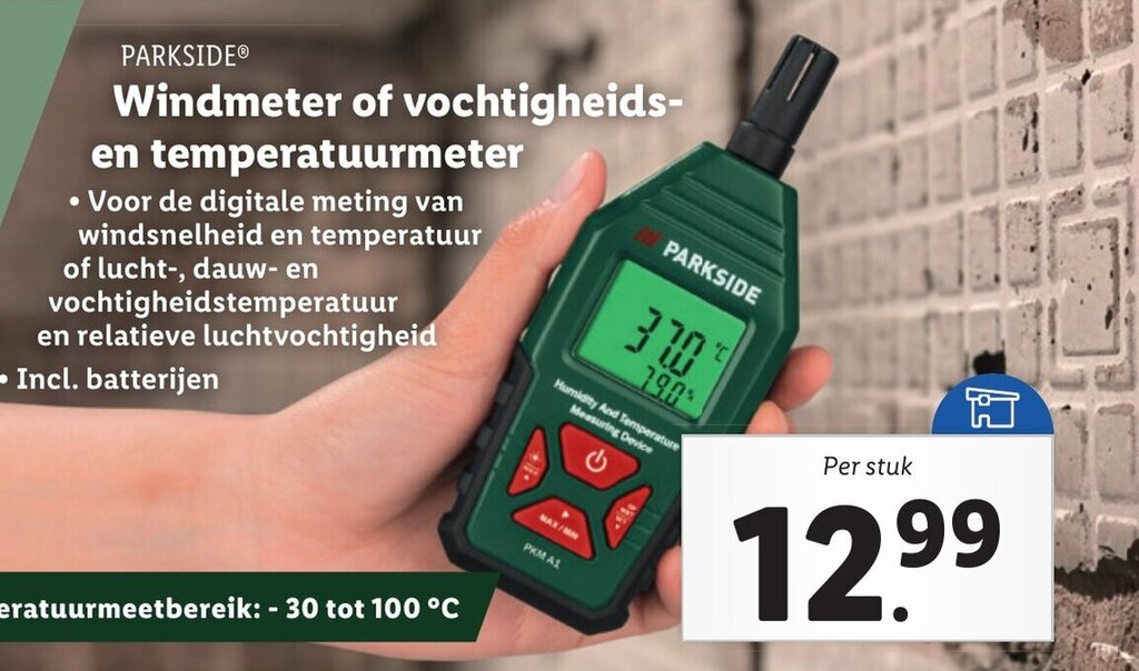 PARKSIDE Windmeter of vochtigheids- en temperatuurmeter aanbieding bij Lidl