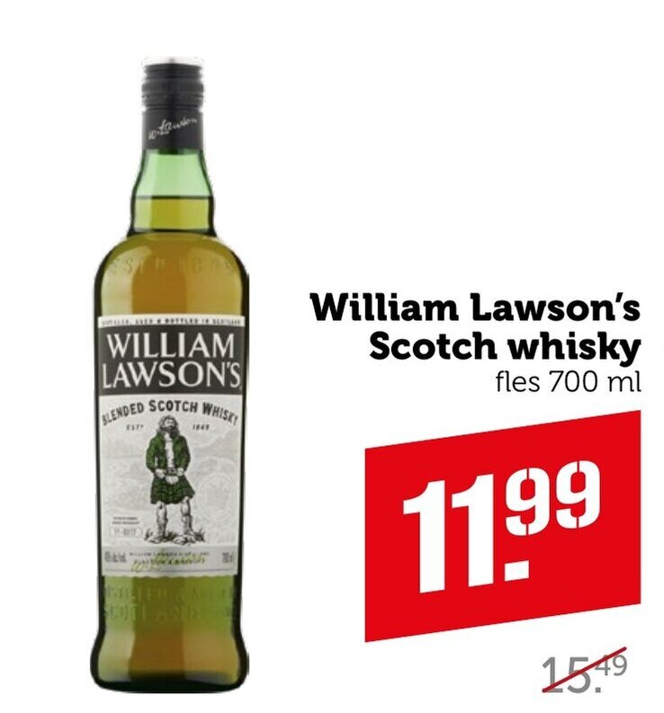William Lawson's Scotch whisky fles 700 ml aanbieding bij Coop