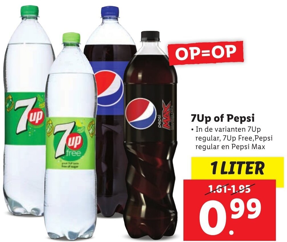 7Up of Pepsi 1liter 1 liter aanbieding bij Lidl