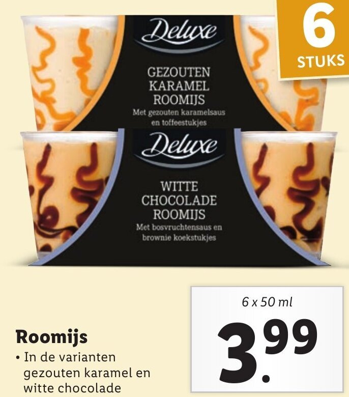 Roomijs 6 x 50 ml aanbieding bij Lidl