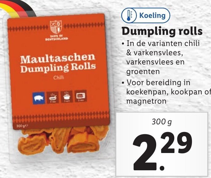 Dumpling rolls 300g aanbieding bij Lidl
