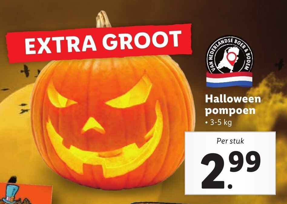 Halloween pompoen • 3-5 kg 3,5 kg aanbieding bij Lidl