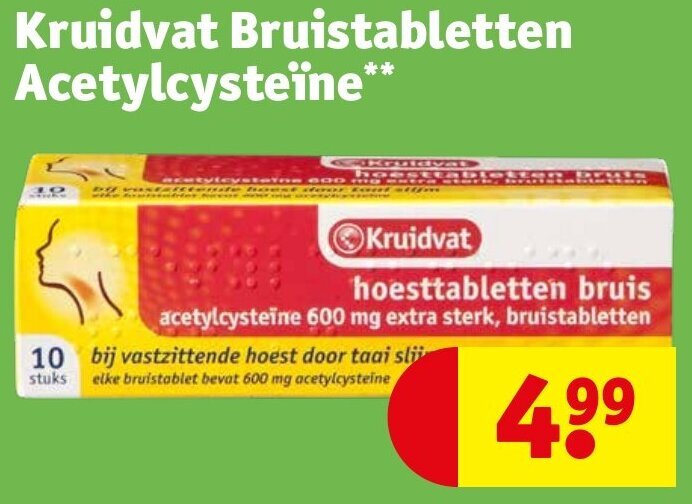 Kruidvat Bruistabletten Acetylcysteïne aanbieding bij Kruidvat