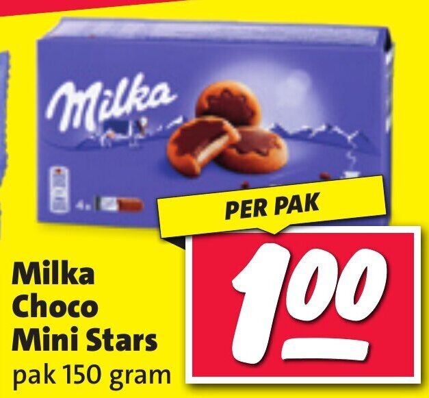 Milka Choco Mini Stars pak 150 gram aanbieding bij Nettorama