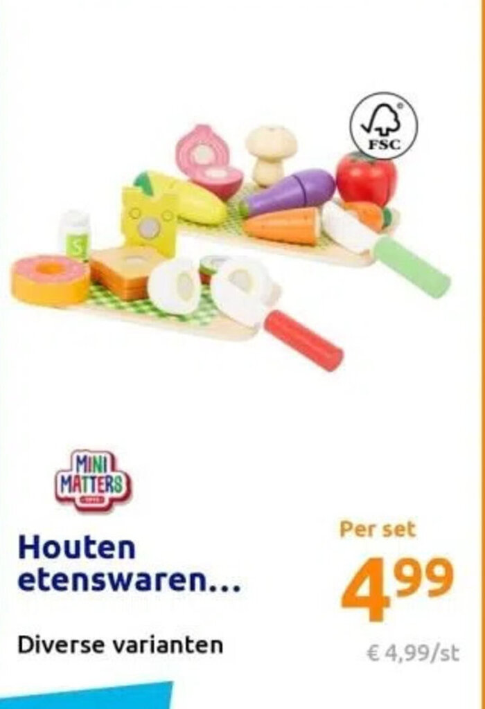 Houten etenswaren aanbieding bij Action