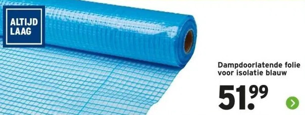 Dampdoorlatende folie voor isolatie blauw aanbieding bij GAMMA