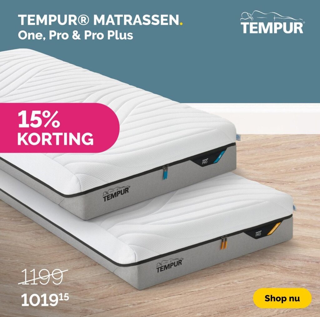 TEMPUR MATRASSEN One, Pro & Pro Plus aanbieding bij Beter Bed