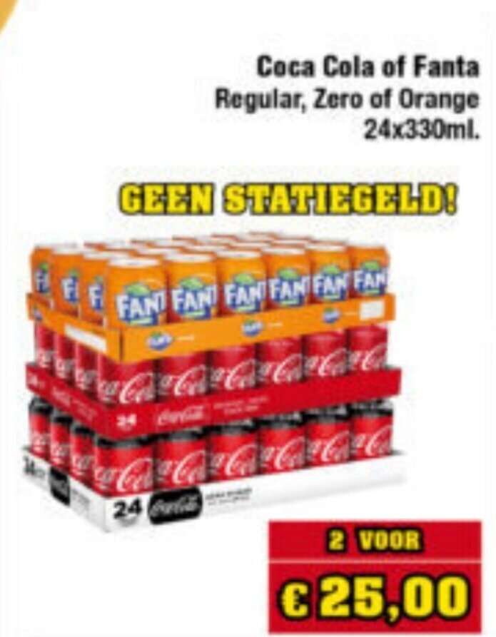 Coca Cola of Fanta Regular, Zero of Orange 24x330ml. aanbieding bij ...