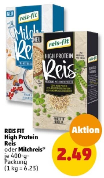 REIS FIT High Protein Reis oder Milchreis 400g aanbieding bij PENNY DE