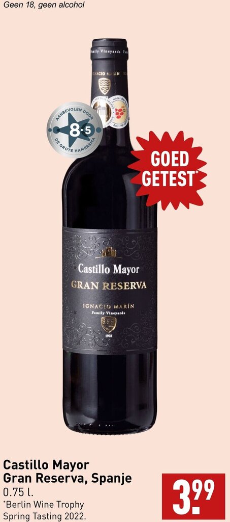 Castillo Mayor Gran Reserva, Spanje 0.75 l. 0,75 l aanbieding bij ALDI