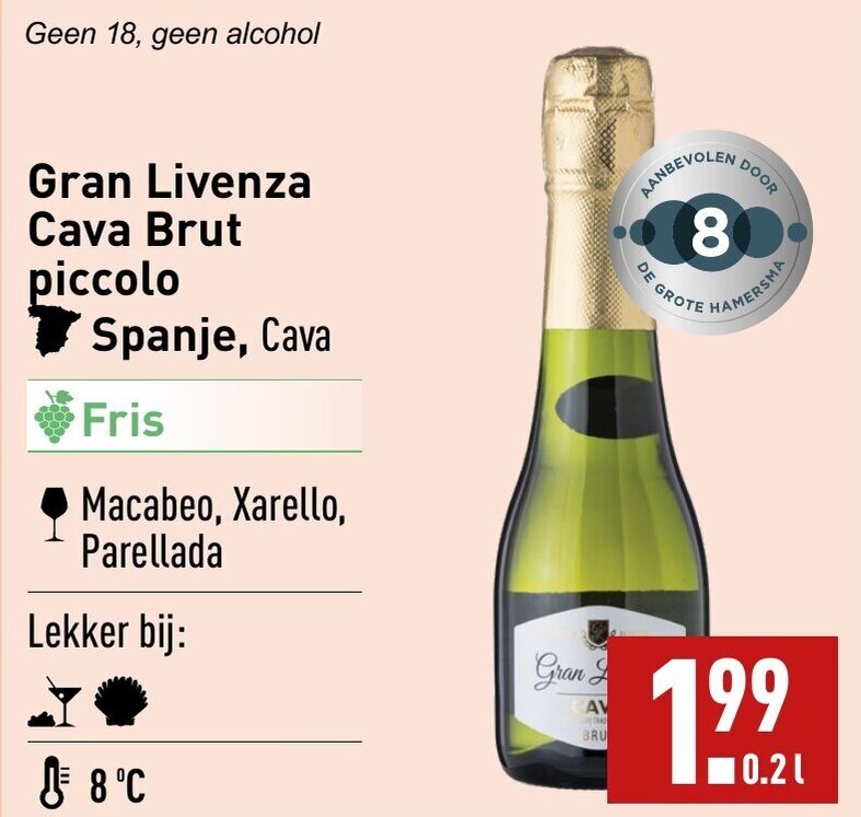 Gran Livenza Cava Brut piccolo Spanje, 0.2L aanbieding bij ALDI