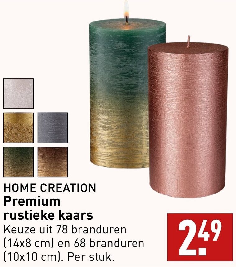 HOME CREATION Premium rustieke kaars aanbieding bij ALDI