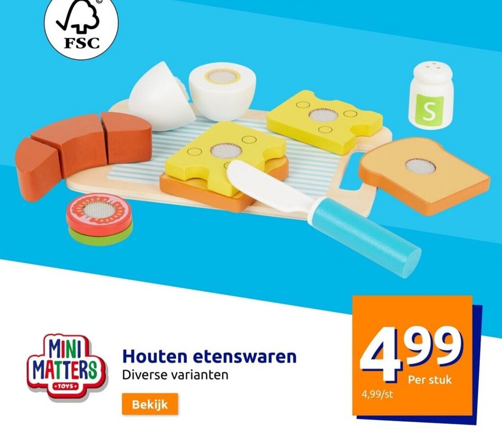 Houten etenswaren aanbieding bij Action