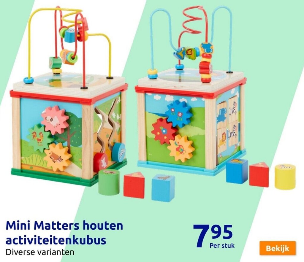 Mini Matters houten activiteitenkubus aanbieding bij Action