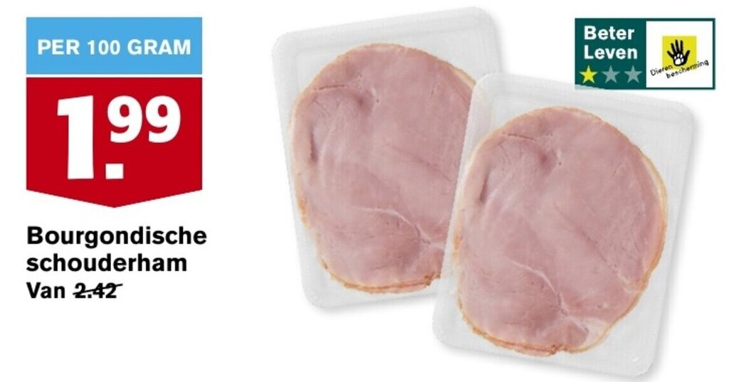 Bourgondische schouderham 100g aanbieding bij Hoogvliet