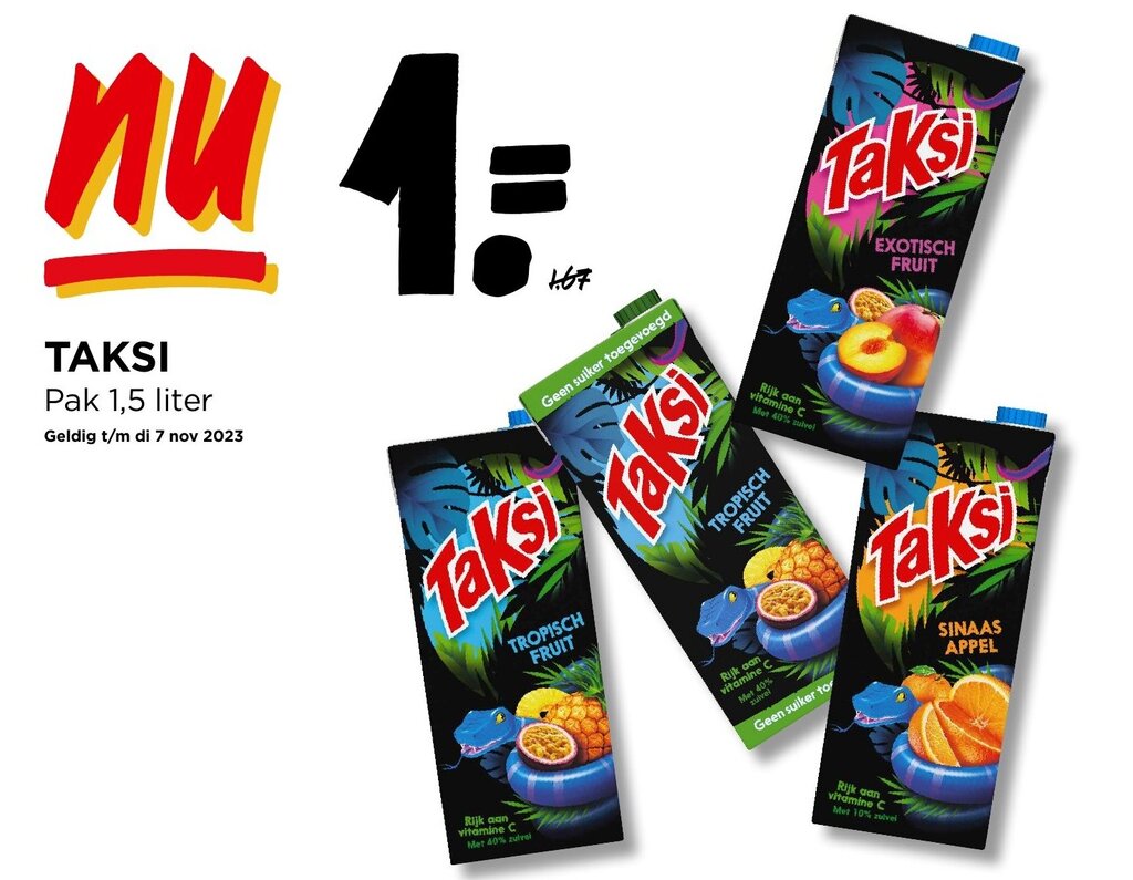 TAKSI Pak 1,5 liter 1.5 liter aanbieding bij Jumbo