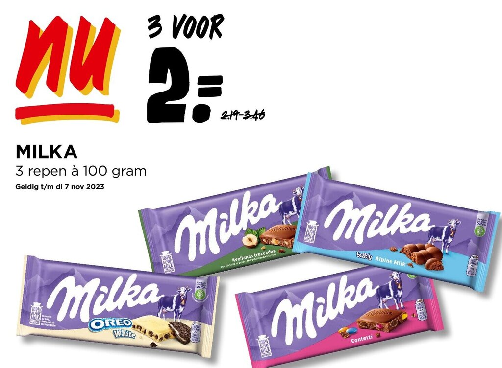 MILKA 3 repen à 100 gram aanbieding bij Jumbo