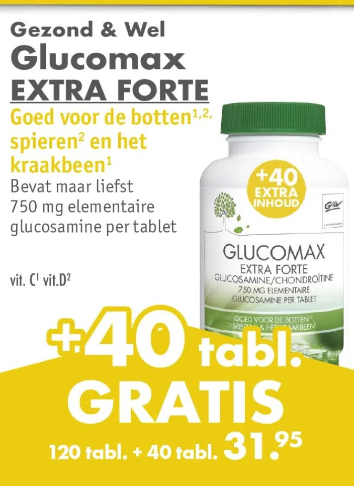 Gezond & wel glucomax +40 tabl GRATIS aanbieding bij Gezond & Wel