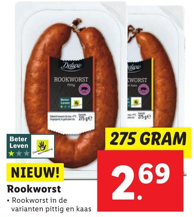 Rookworst 275g aanbieding bij Lidl